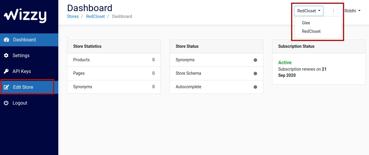 Edit your Store - Wizzy User Docs