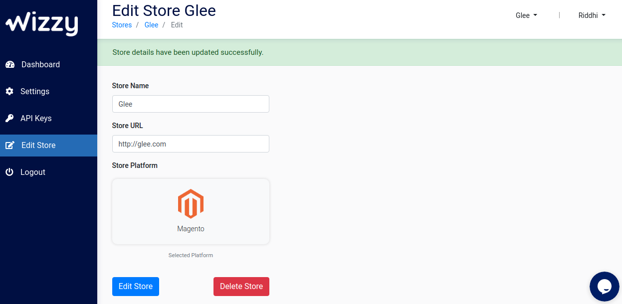Edit your Store - Wizzy User Docs