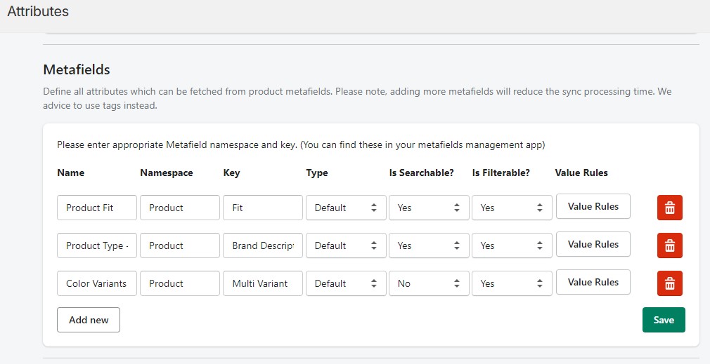 Metafields Configuration - Wizzy User Docs