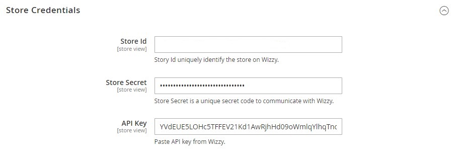 Store Credentials - Wizzy User Docs
